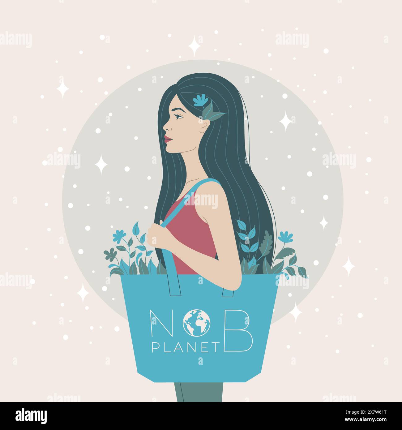 Woman holding green bag Stock Vector Images - Alamy