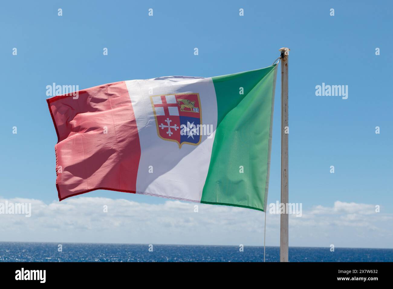 Windswept flag of Italian Navy Marina Militare Stock Photo - Alamy