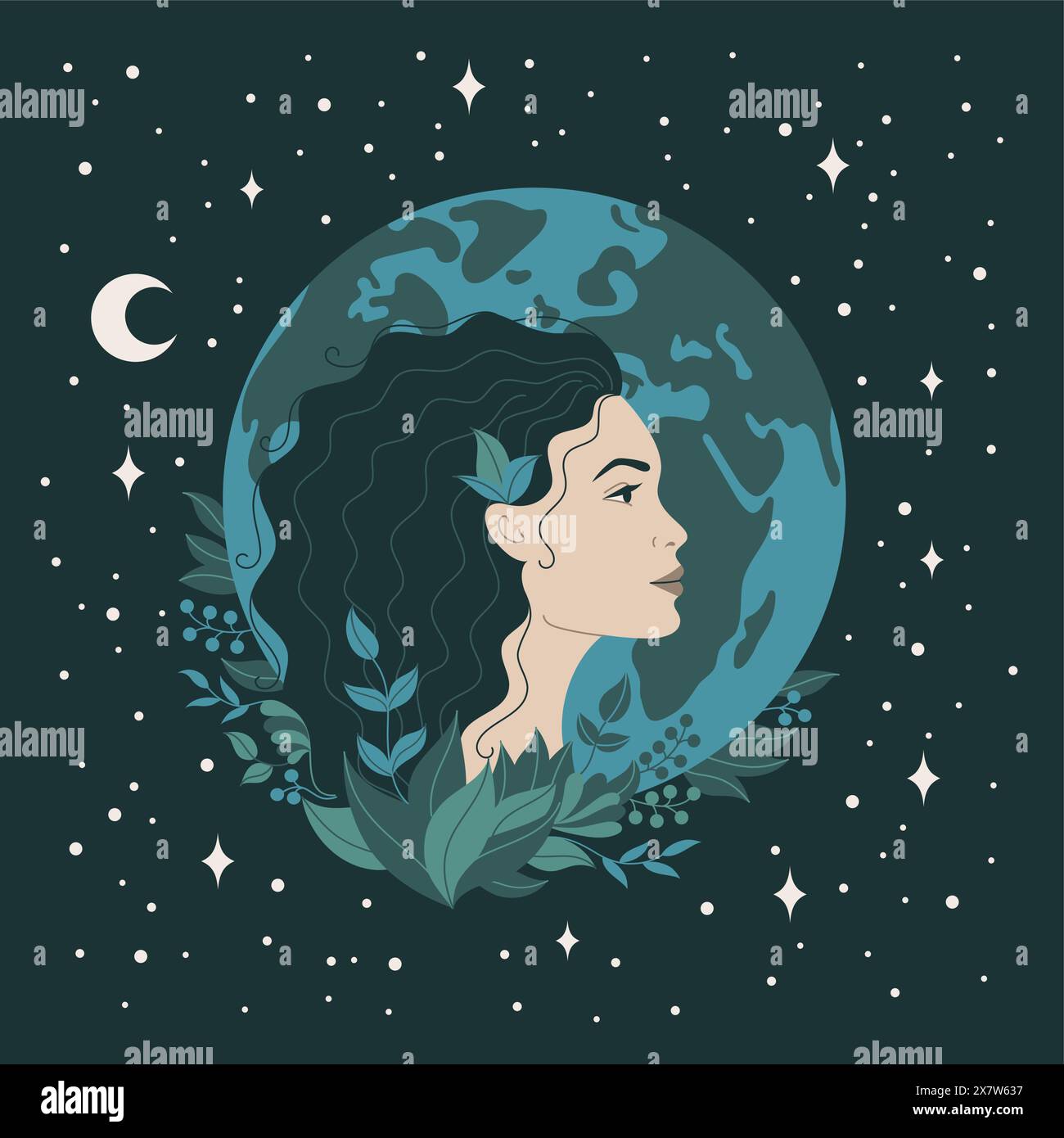 Earth moon in starry Stock Vector Images - Alamy
