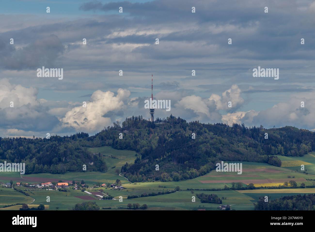 Bantiger mountain with tv telecommunication tower o summit, Bern ...