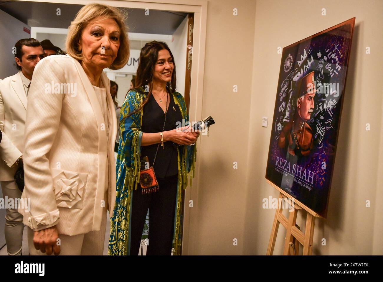 Former Empress of Iran, Farah Pahlavi makes a tour on artworks at the ...