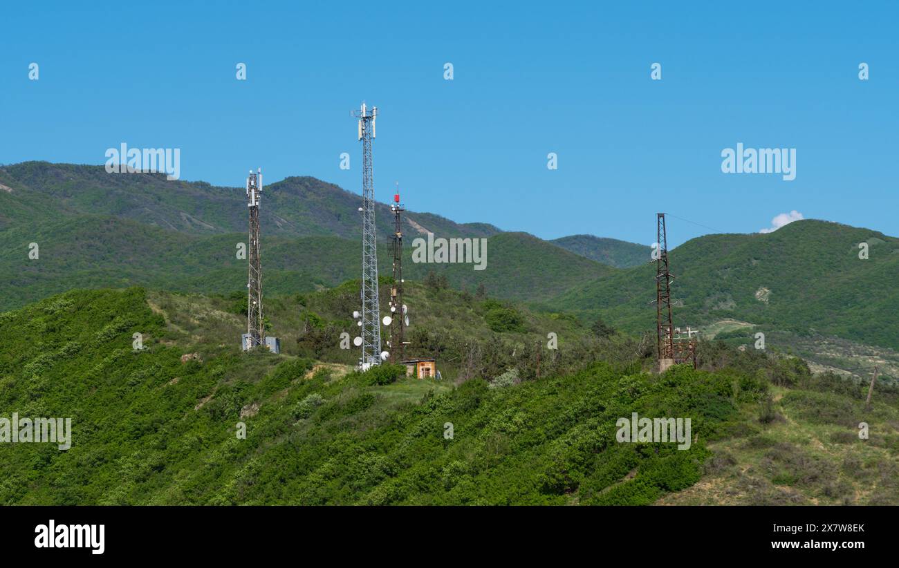 Telecommunications tower antennas under hi-res stock photography and ...