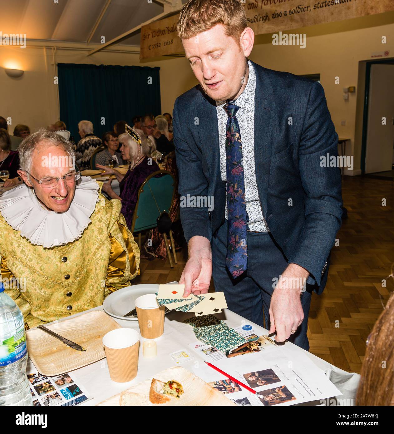 Elizabeth Evening. Magic Circle Magician Damian Surr. entertaining the ...