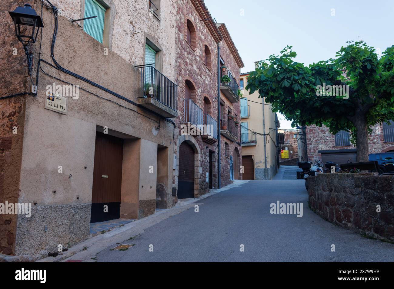 05-10-2024, Prades, Spain: Plaza de la Pau in the tourist town of ...