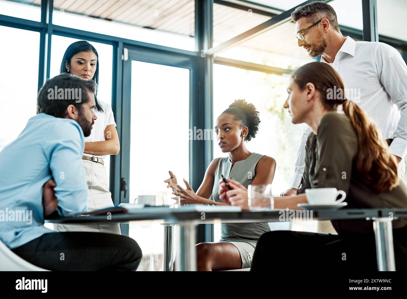 Meeting, talk and business people in office with teamwork for planning ...