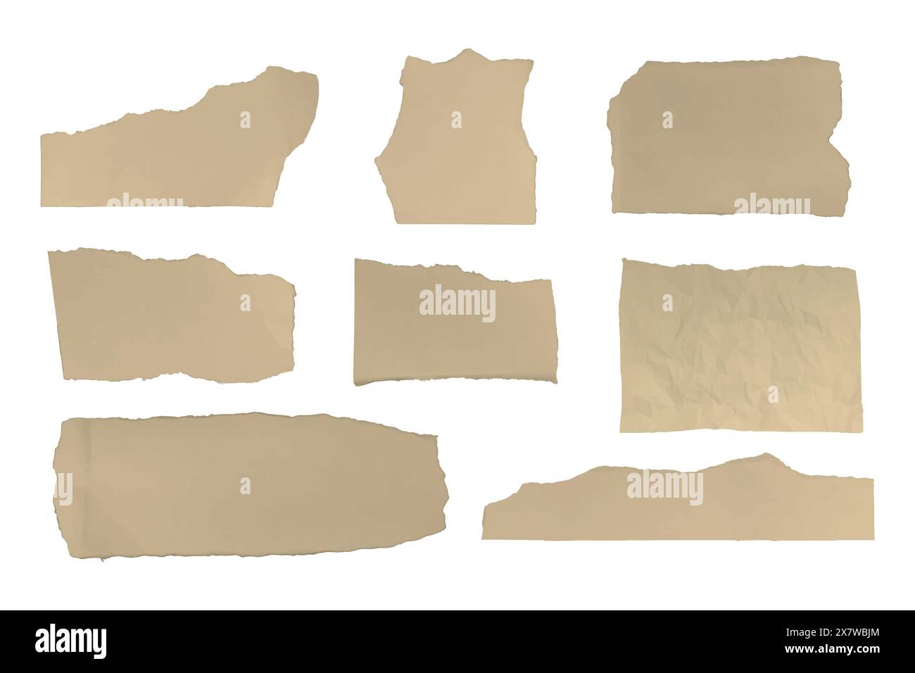 Set of kraft torn paper sheets. Pieces of paper notes parchment design ...