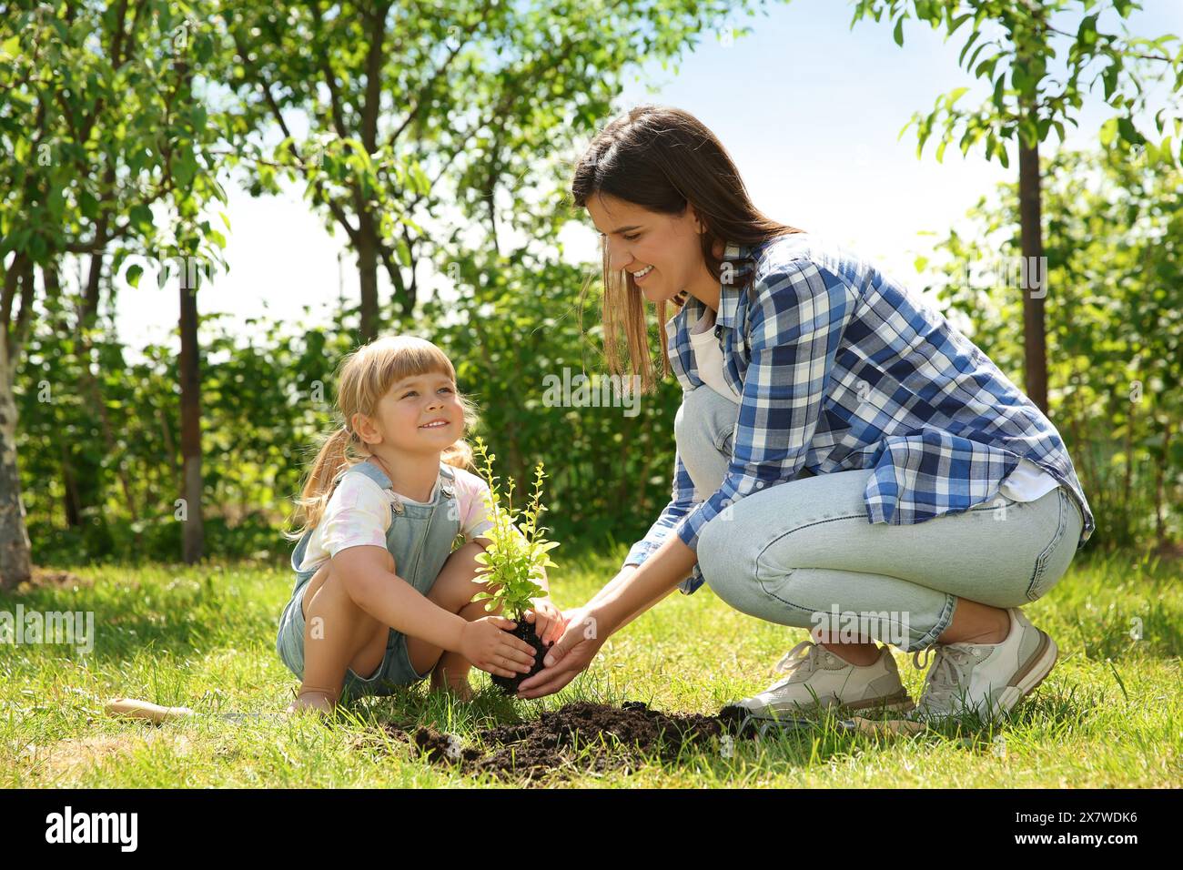Happy girl planting tree hi-res stock photography and images - Alamy