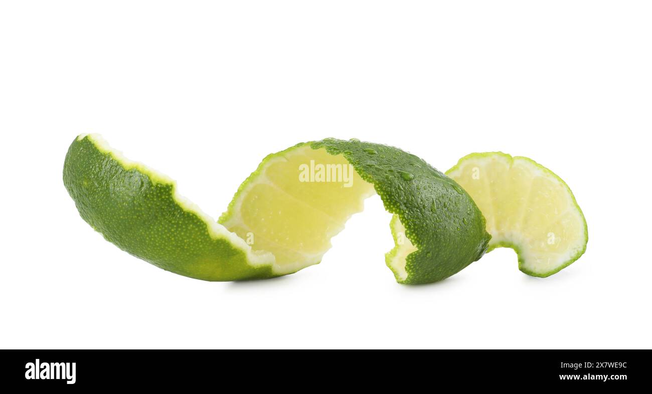 One fresh lime peel isolated on white Stock Photo - Alamy
