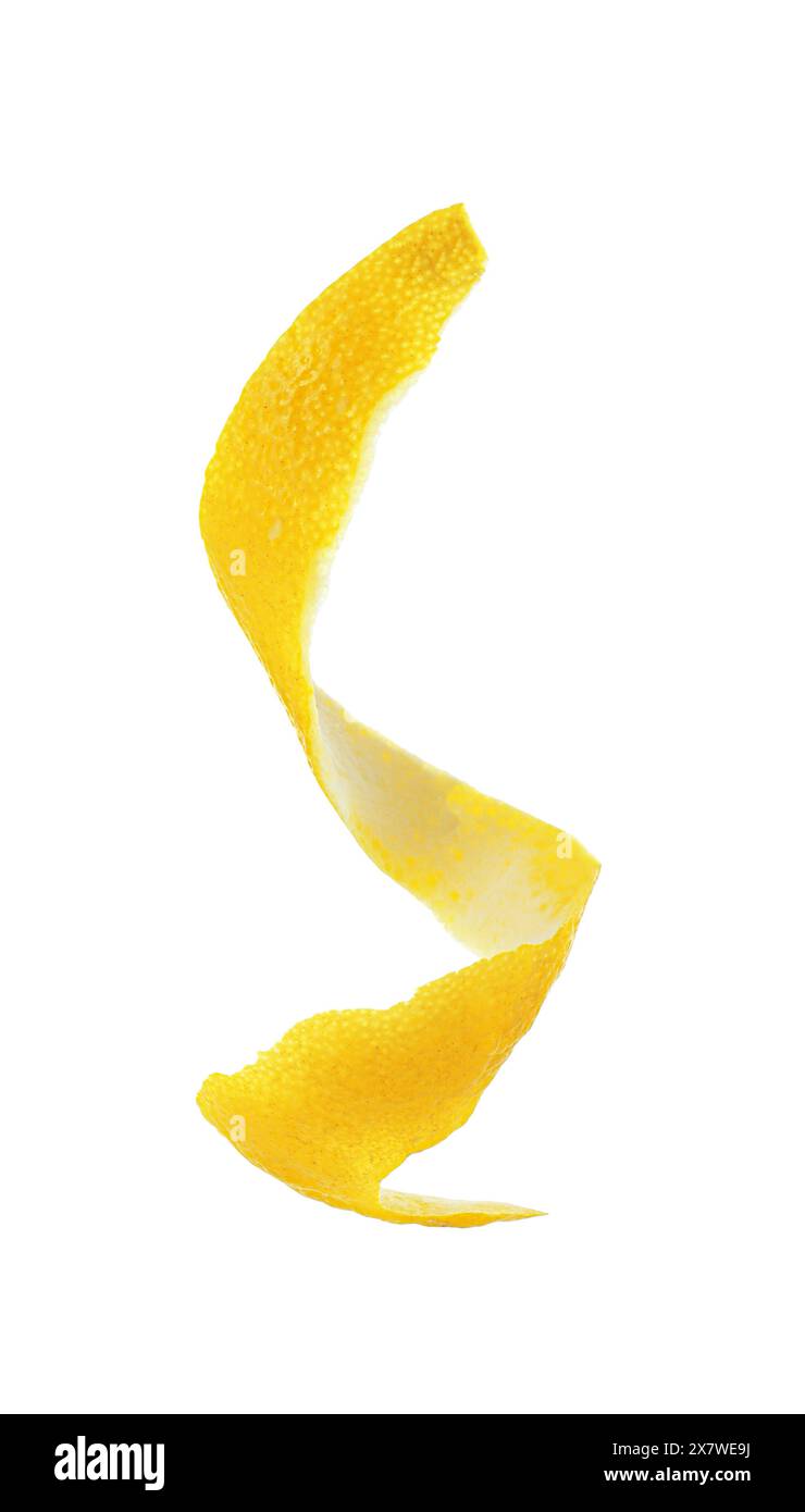 One fresh lemon peel isolated on white Stock Photo - Alamy