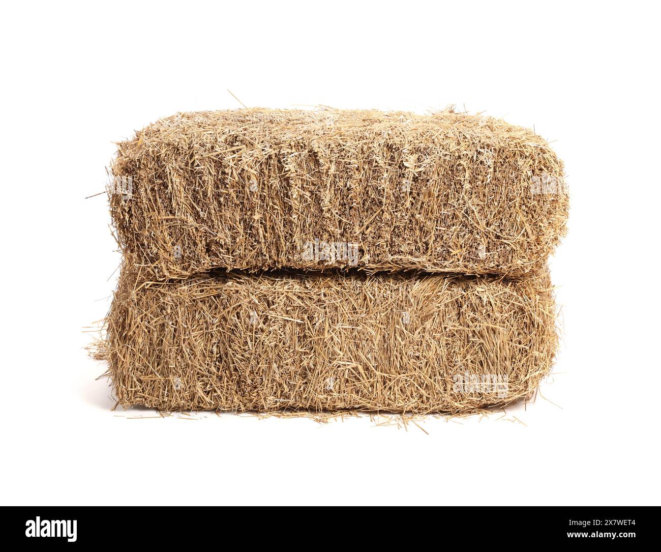 Bales of dried straw isolated on white Stock Photo - Alamy