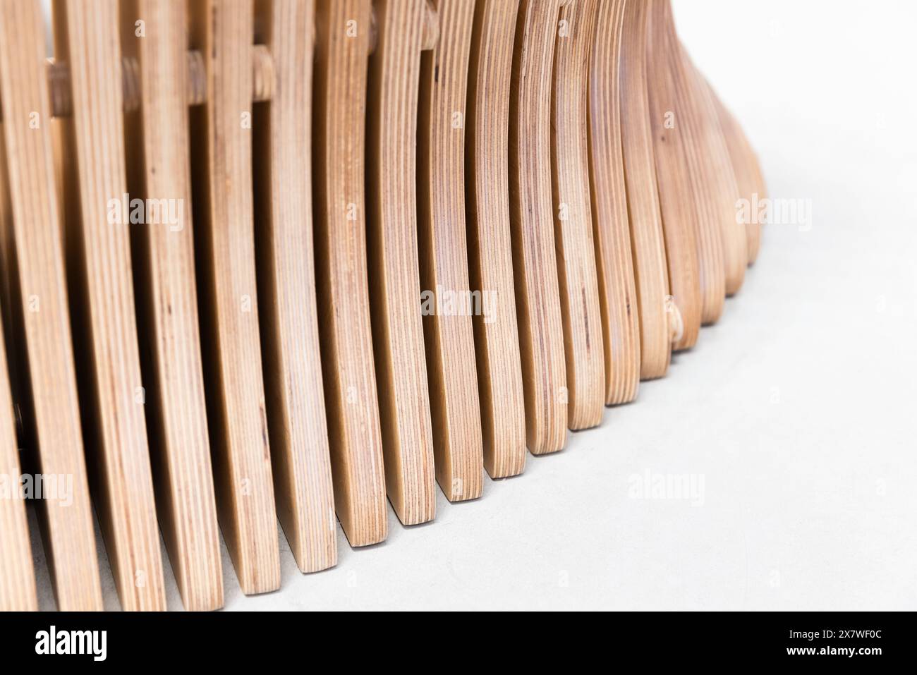 Abstract round parametric structure. Wooden furniture made of plywood ...