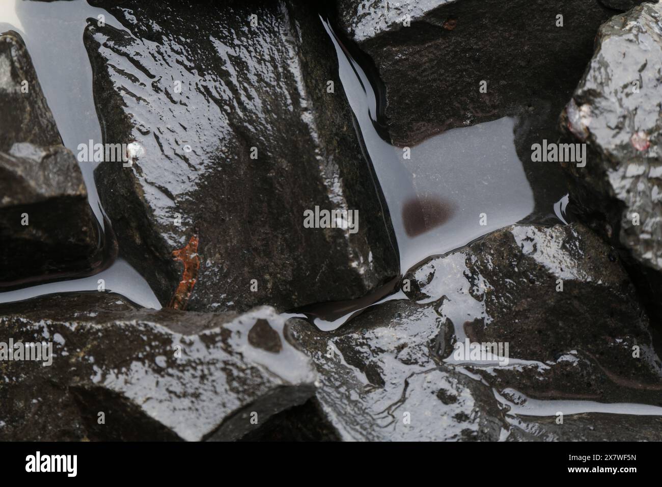 Beautiful pebbles in water as background, top view Stock Photo - Alamy