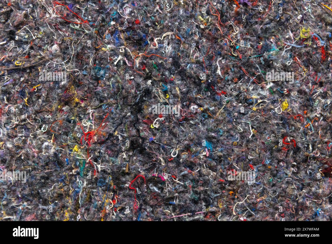 Colorful recycled textile insulation fabric, background photo texture ...