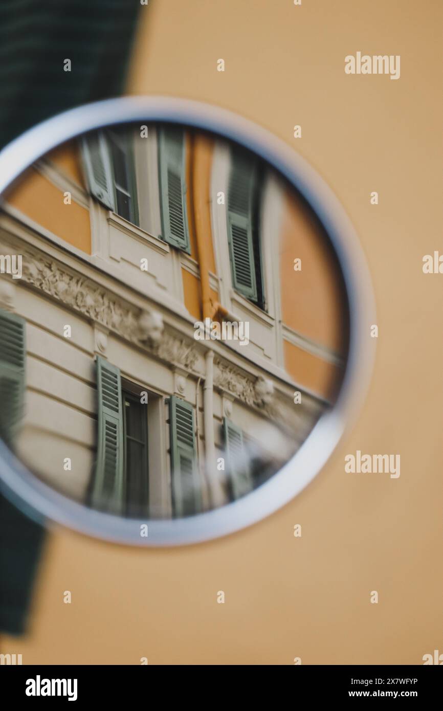 Architecture of Nice reflected in the rear view mirror Stock Photo - Alamy