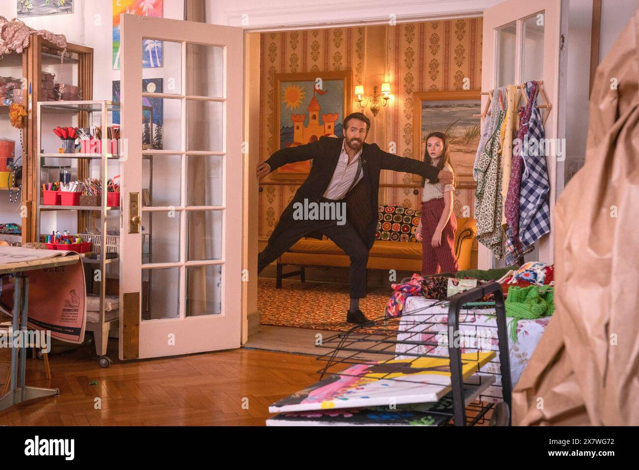 IF, from left: Ryan Reynolds, Cailey Fleming, 2024. ph: Jonny Cournoyer ...