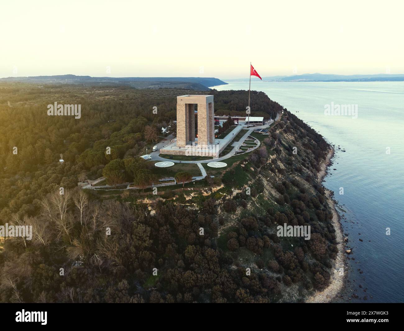 Canakkale, Turkey - Mar 19 2024: Aerial photo of the historic Martyrs ...