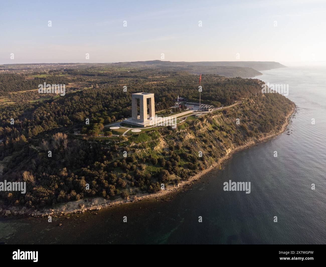 Canakkale, Turkey - Mar 19 2024: Aerial photo of the historic Martyrs ...