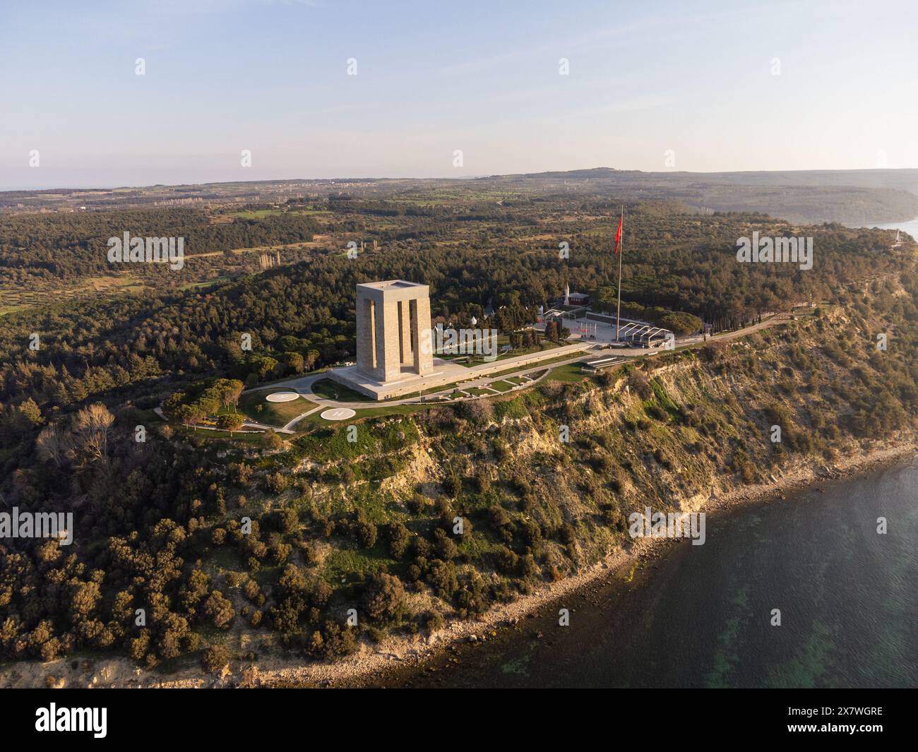 Canakkale, Turkey - Mar 19 2024: Aerial photo of the historic Martyrs ...