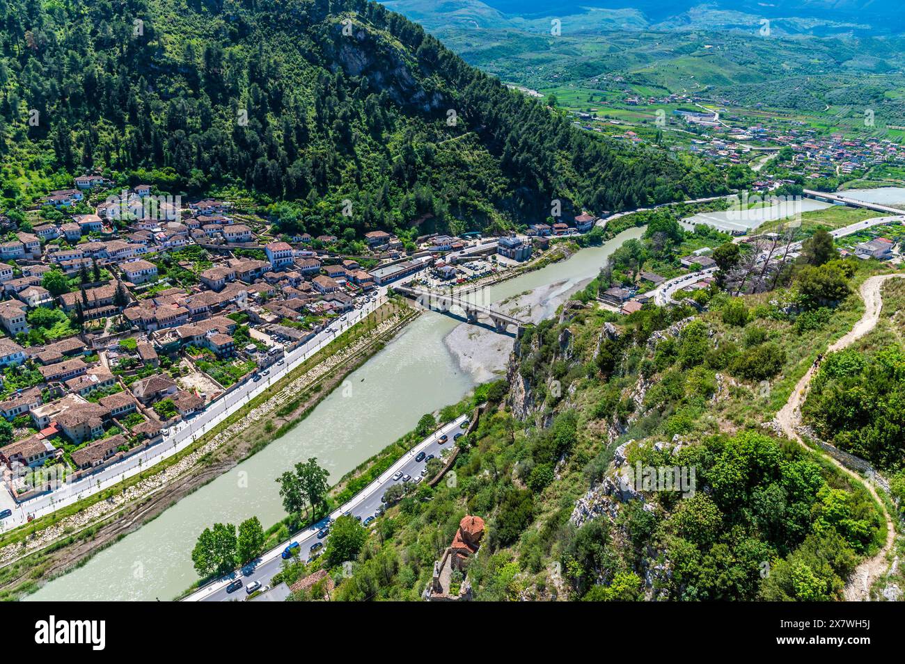 A view over the Old Quarter and Gorica bridge from the castle above the ...