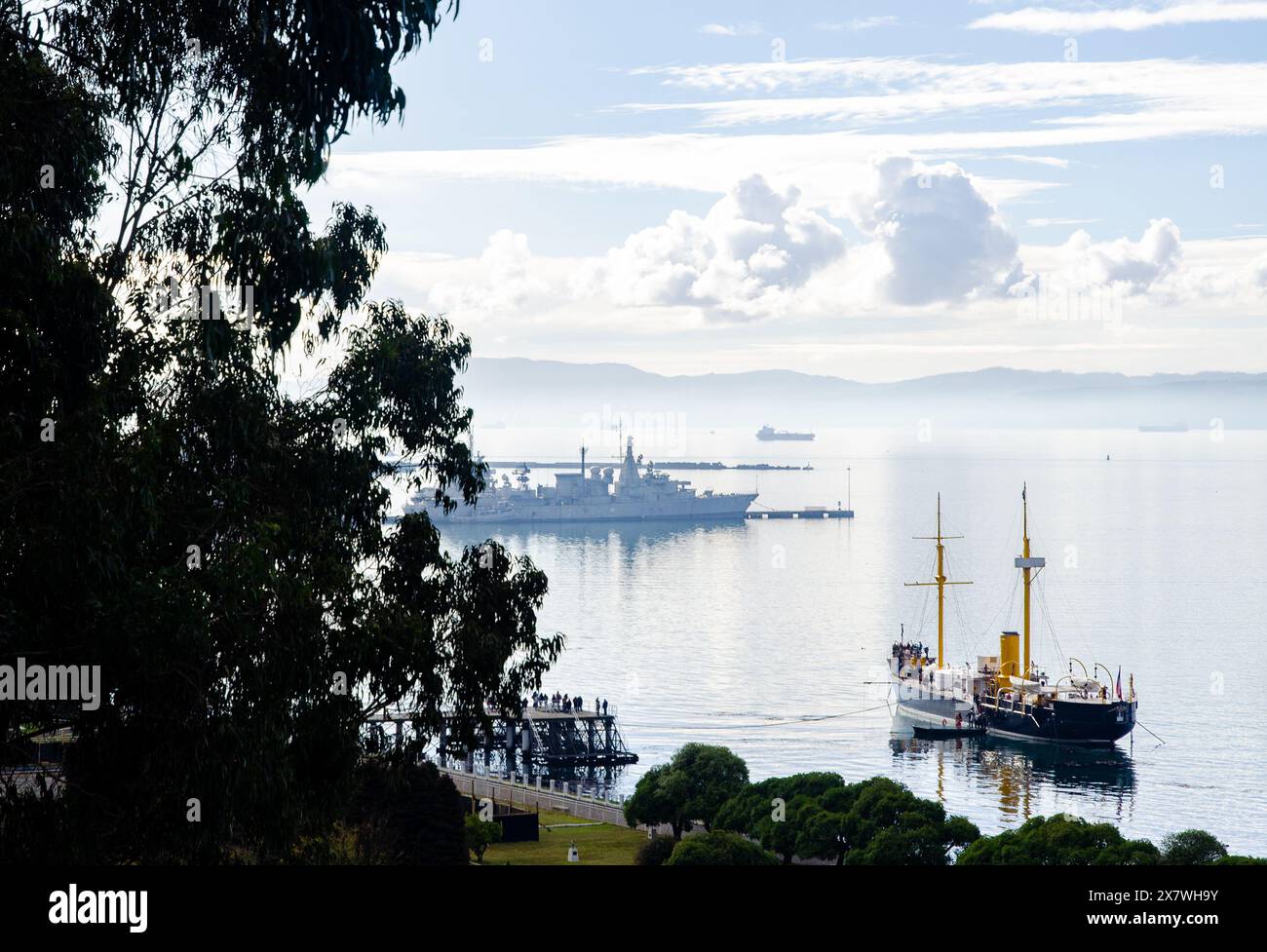 The historical monument of the Huascar war ship, sited at the ...