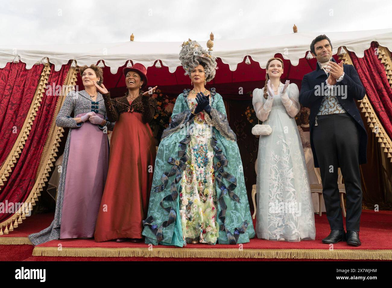 BRIDGERTON, from left: Ruth Gemmell, Adjoa Andoh, Golda Rosheuvel ...