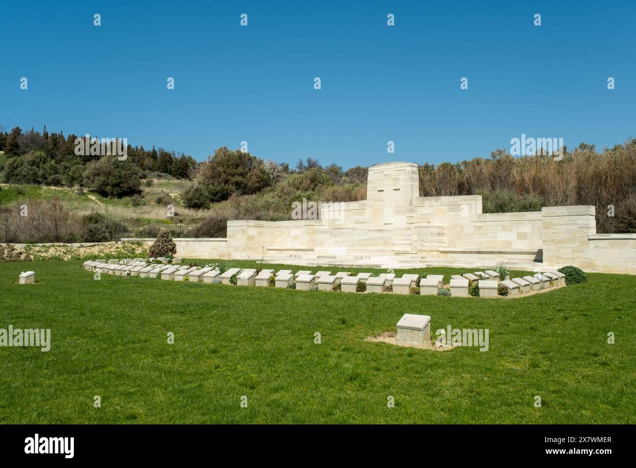 Canakkale, Turkey - Mar 18 2024: The photograph of V Beach Cemetery ...