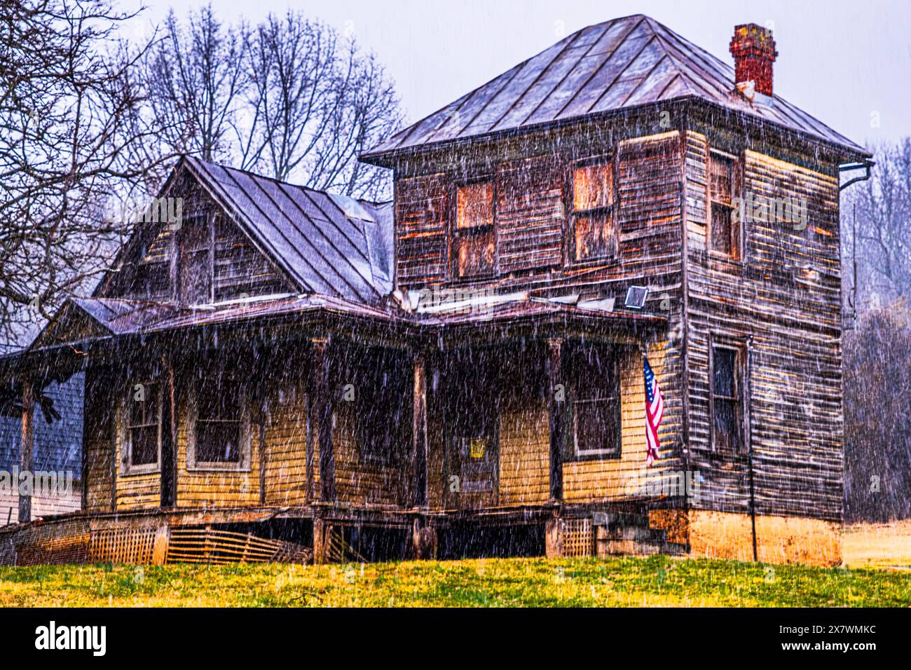 Viewing abandoned farmhouse in the pouring rain in rural Virginia ...