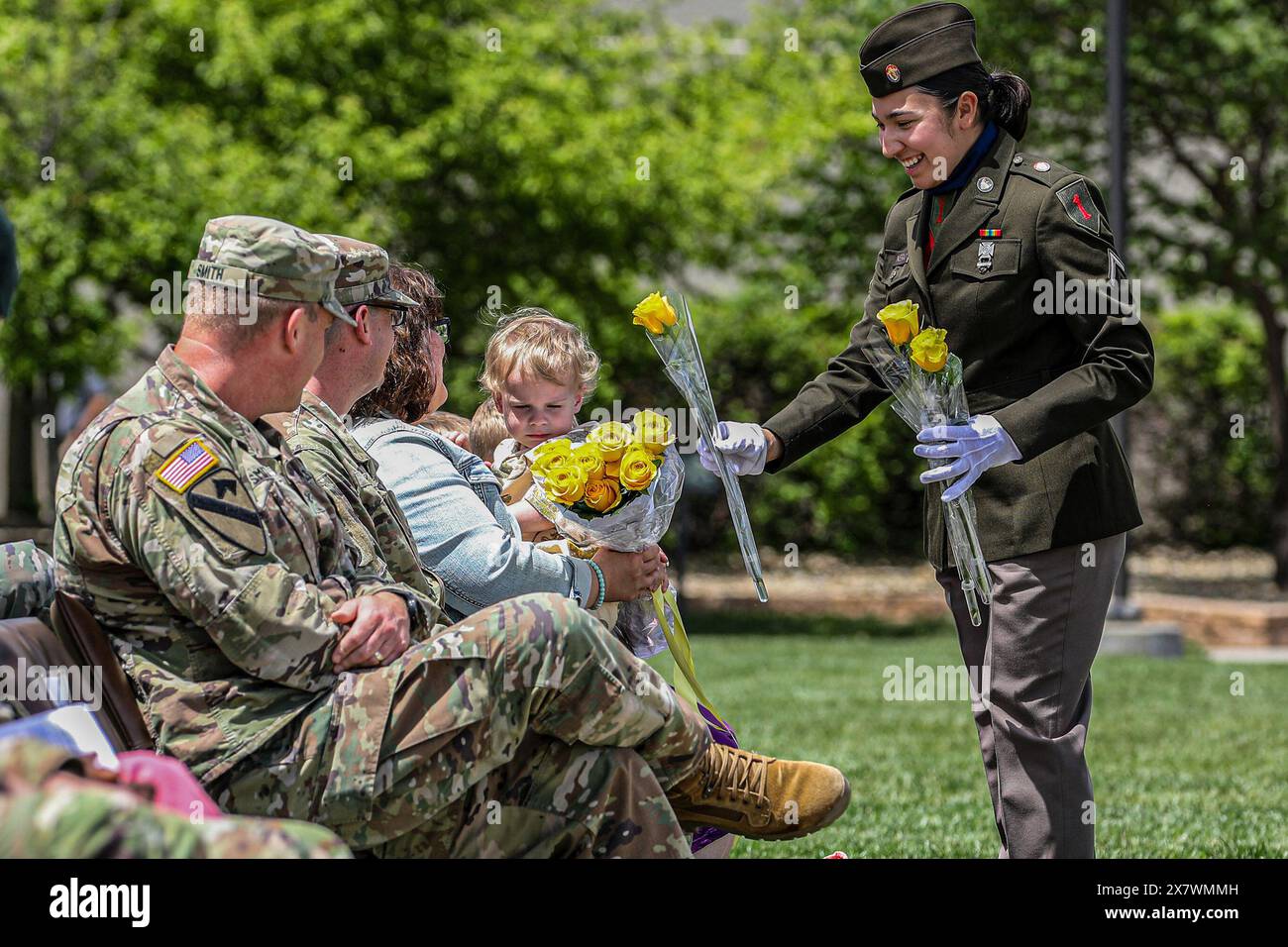 Fort Riley, Kansas, USA. 10th May, 2024. Army Pvt. Neirio Mariah gives ...