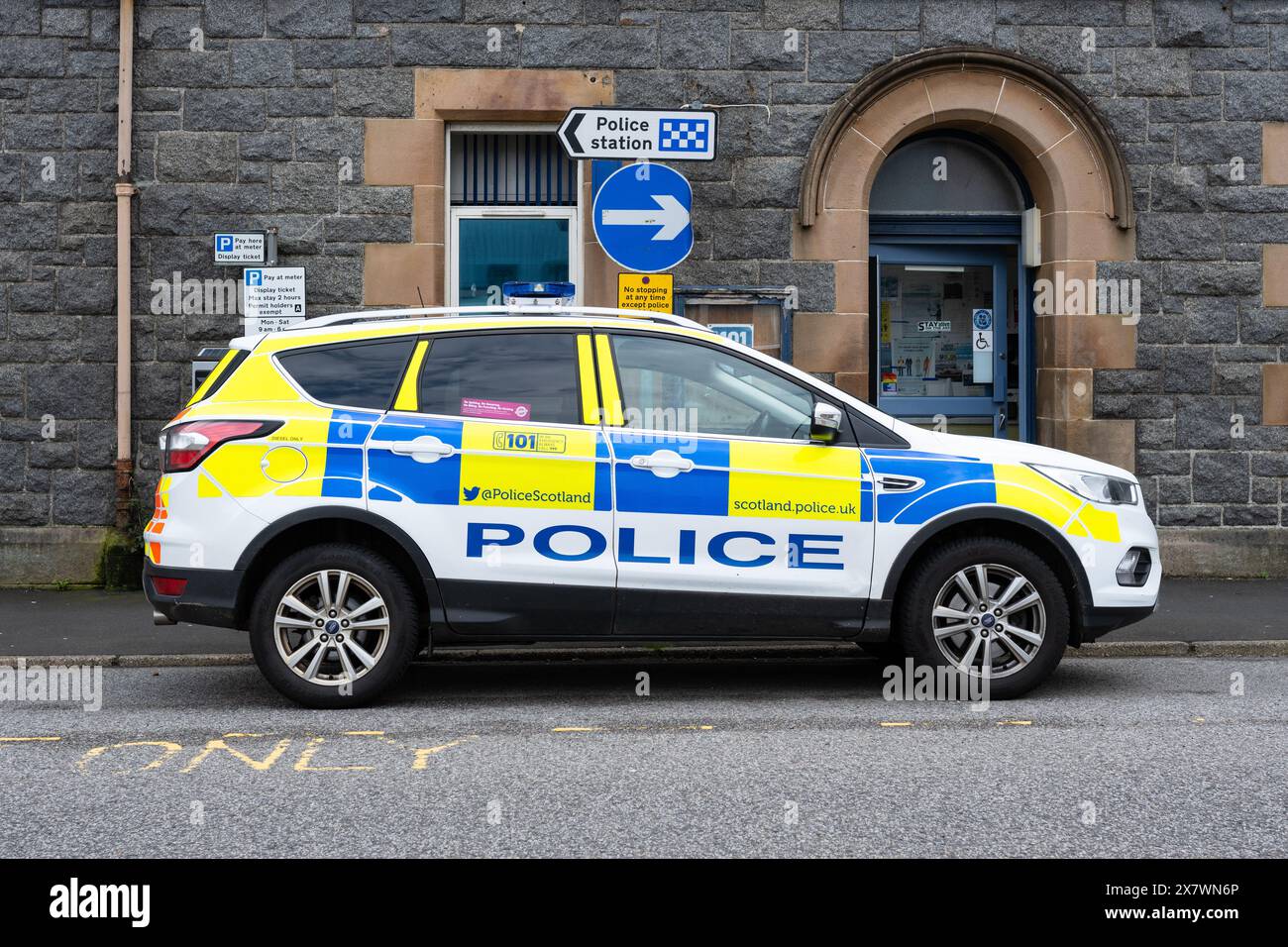 Police car parked outside Oban Police Station, Oban, Scotland, UK Stock ...