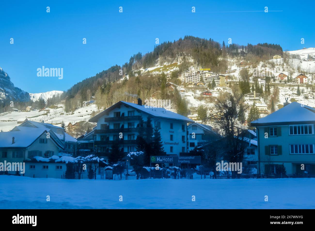 Mount Titlis snowy landscape in swiss near Engelberg Switzerland Stock ...
