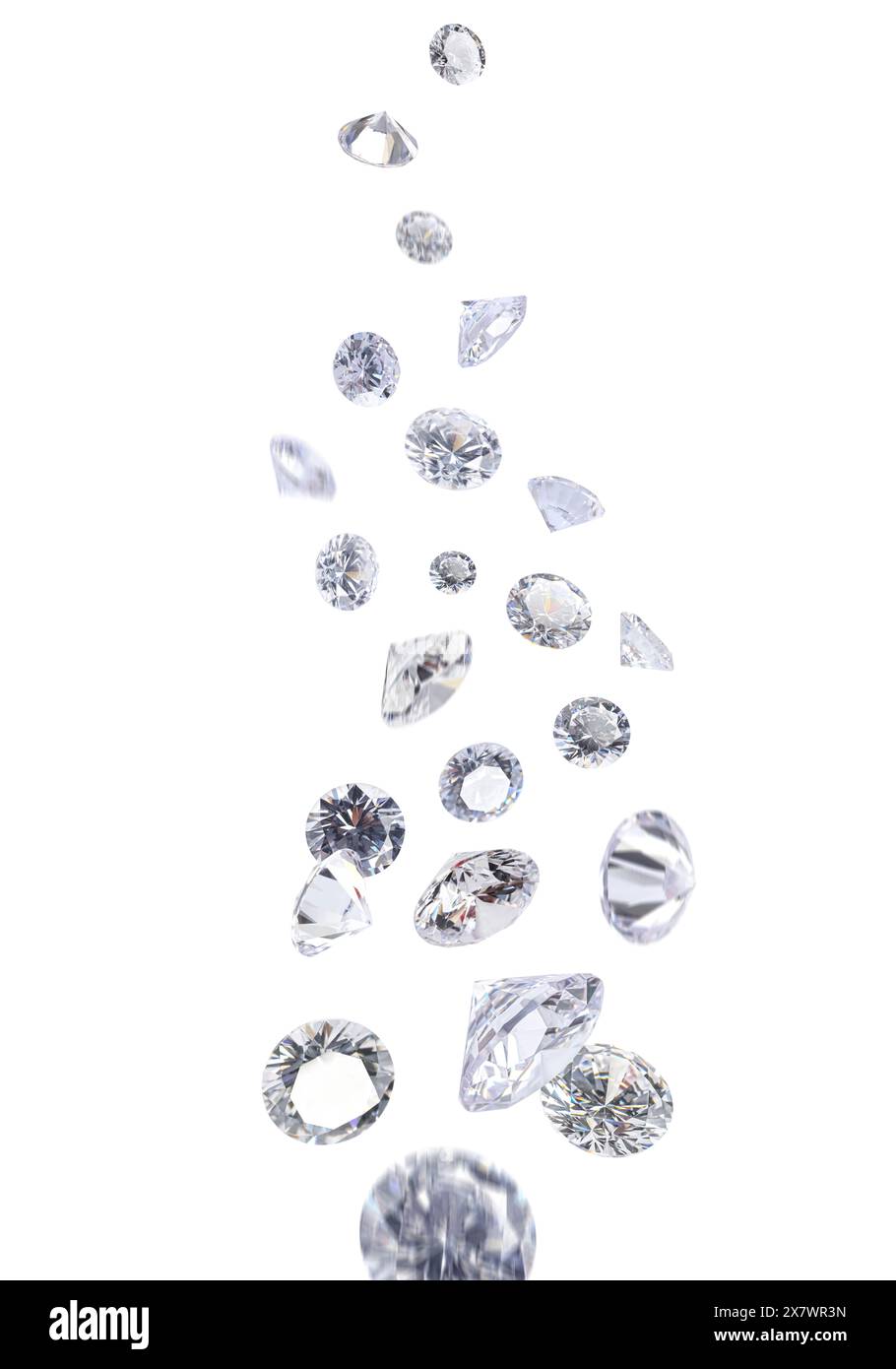 Beautiful shiny diamonds in air on white background Stock Photo - Alamy