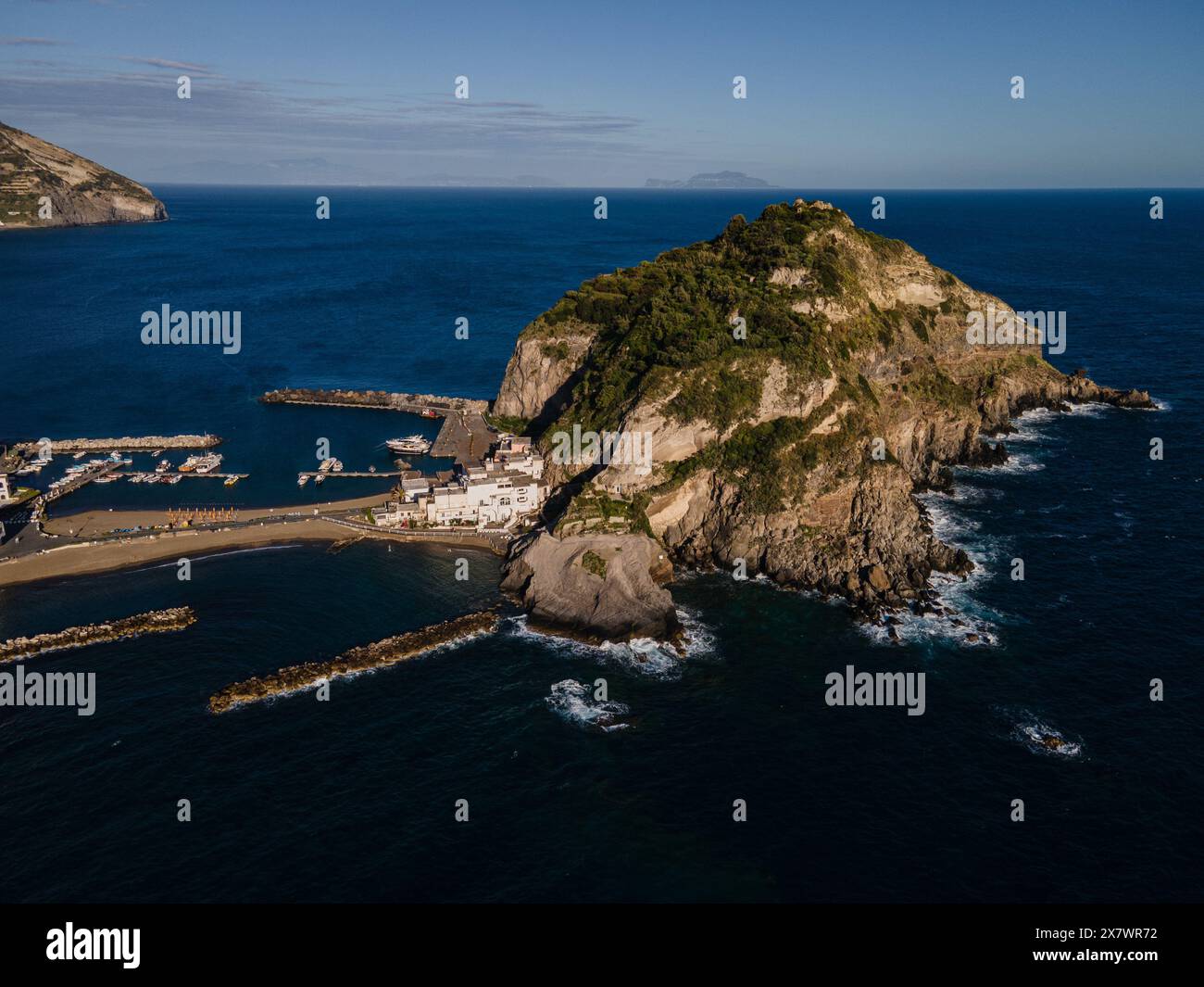 Aerial photo of island of Sant'Angelo di Ischia, gulf of Naples, Italy ...