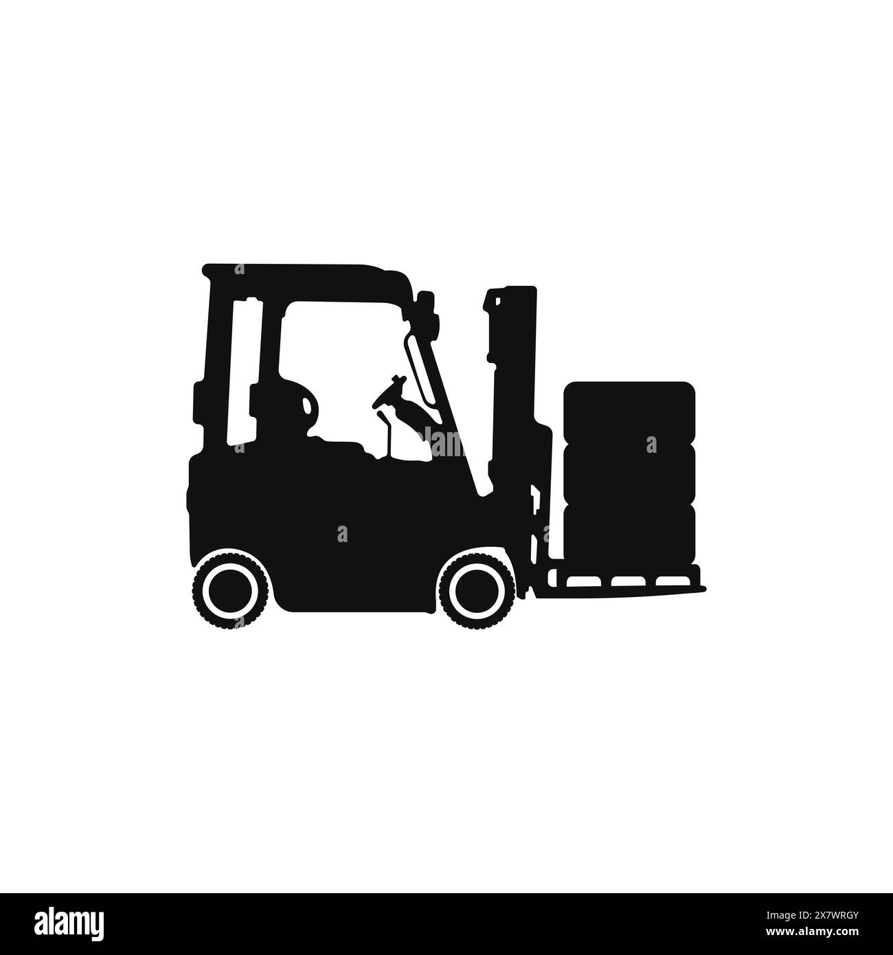 Loader black logo. Cargo moving icon. Outline loader vector. Cargo lift ...