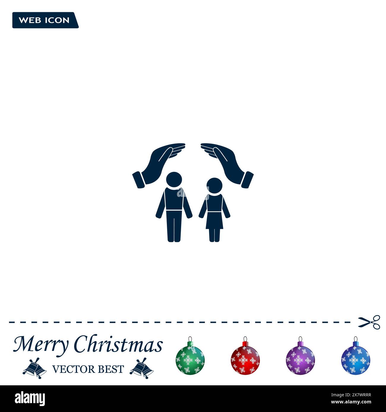 Family life insurance sign icon. Hands protect human group symbol ...