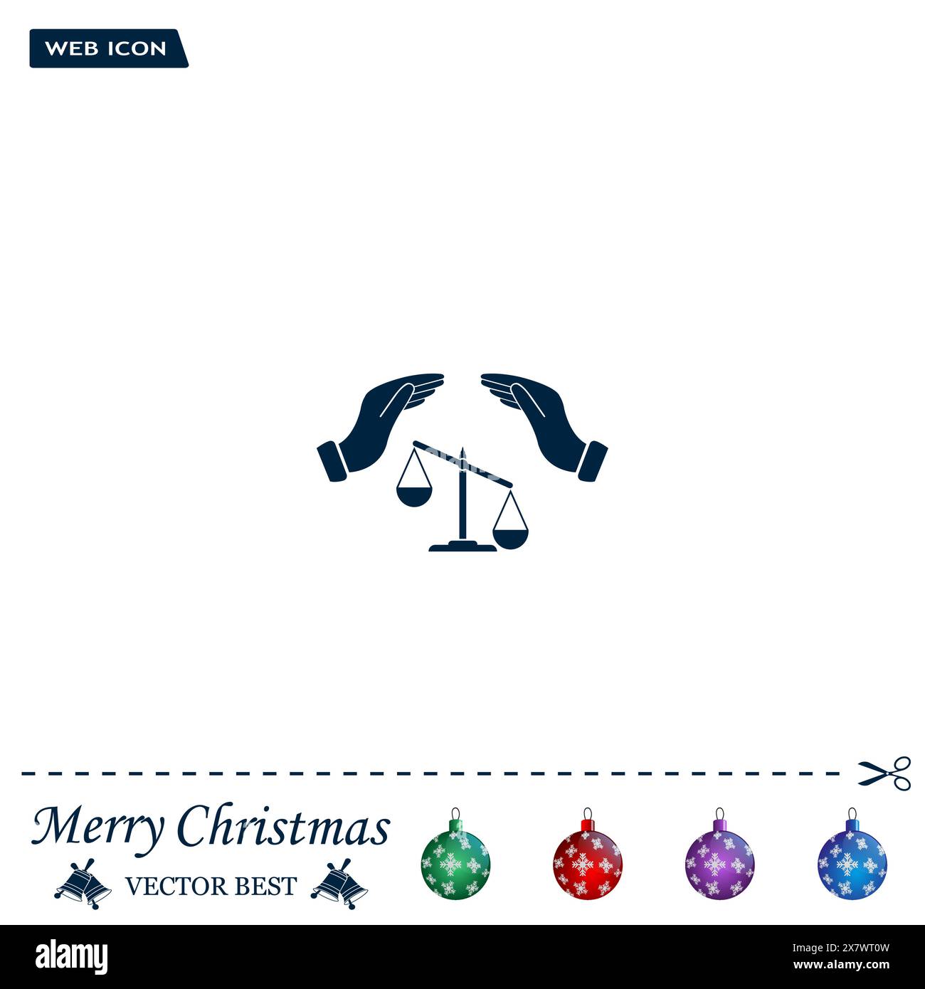 Illustration of two hands protecting or giving an unbalanced weight ...