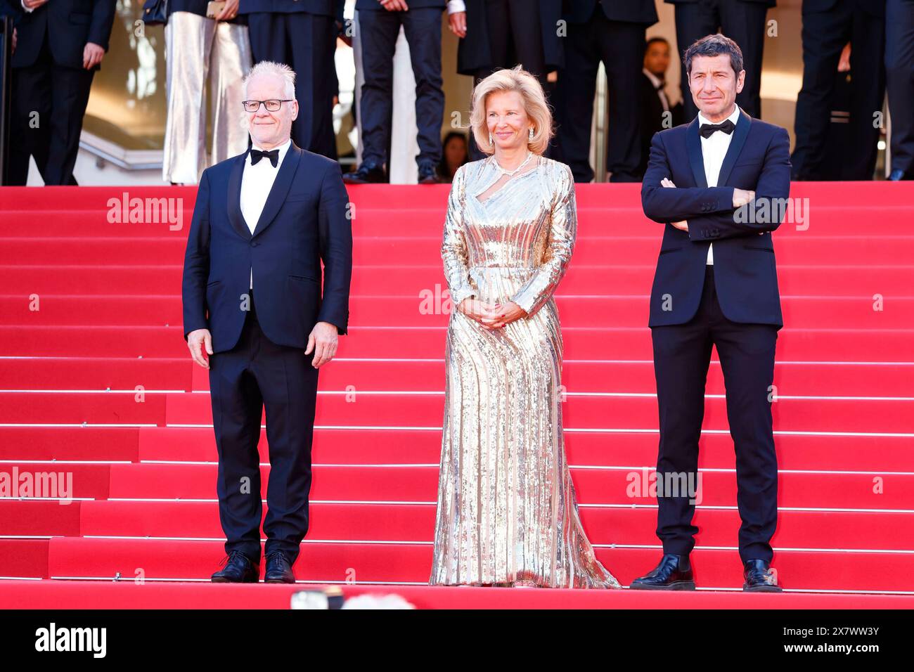 Thierry Fremaux, Iris Knobloch and David Lisnard attend the red carpet ...
