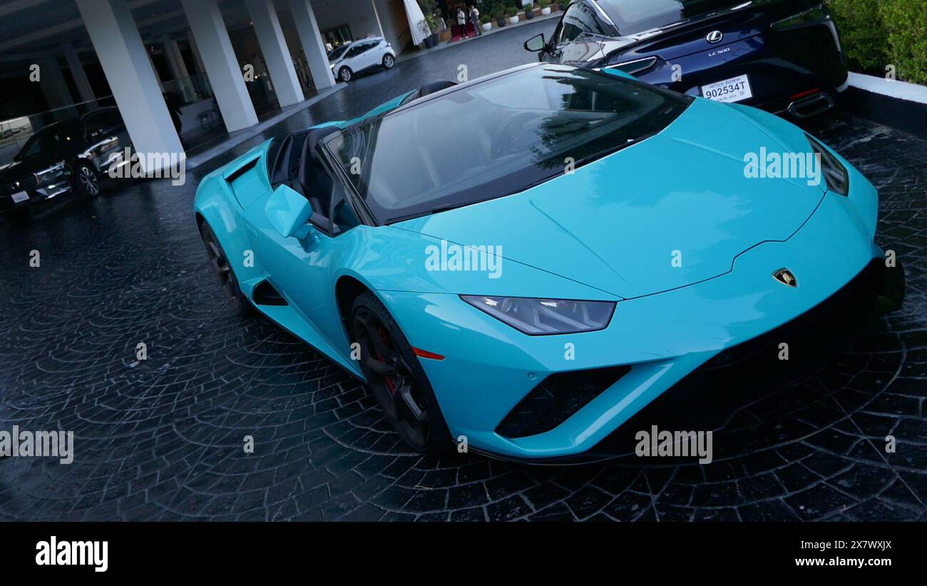 Los Angeles, California, USA 18th May 2024 Turquoise Lamborghini at The ...