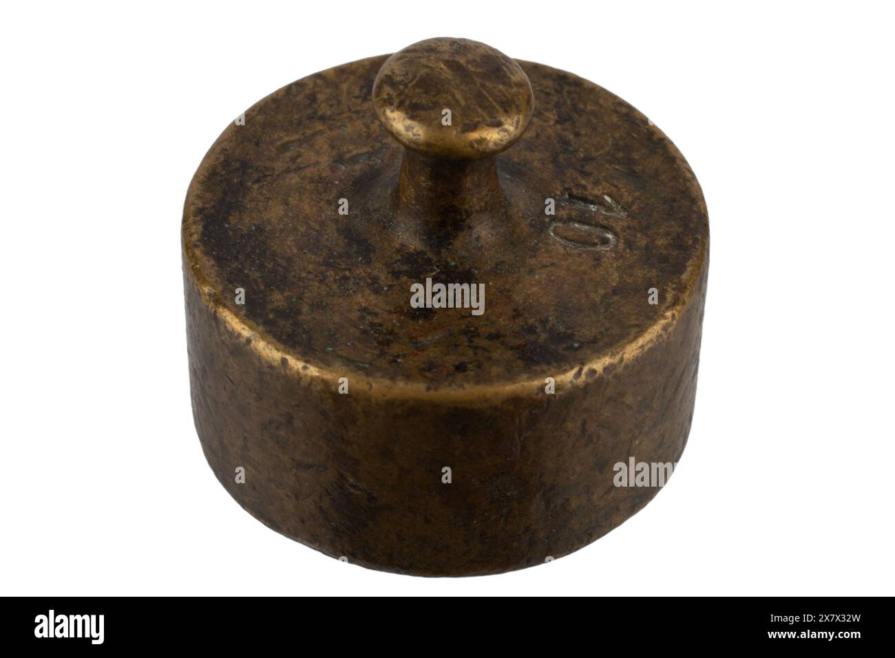 Old rusty bronze scale weights isolated on white Stock Photo - Alamy