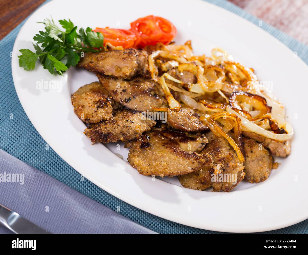 Fried rabbit liver Stock Photo - Alamy