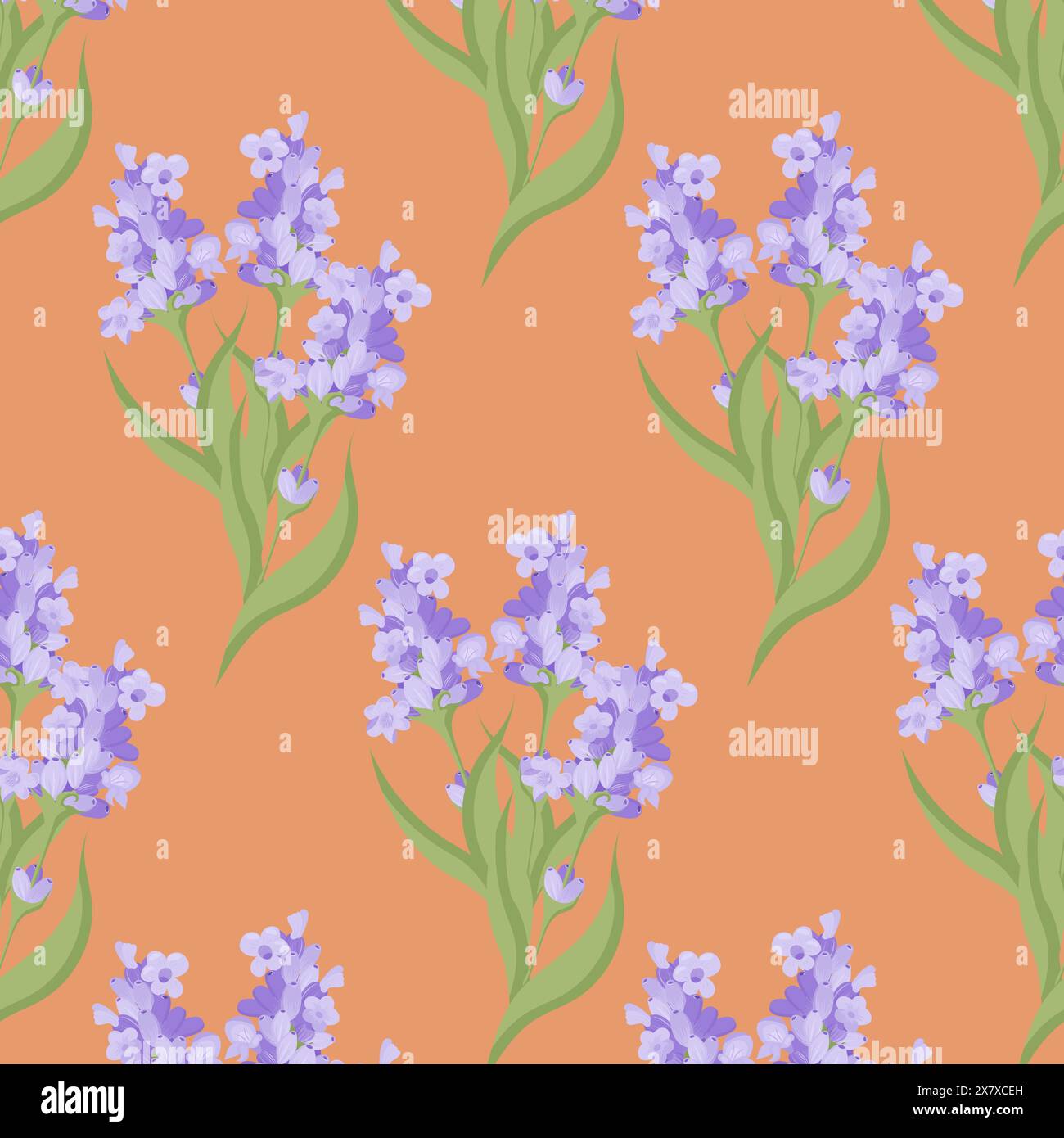 A sprig of lavender. Purple flower. Seamless pattern. Vector ...