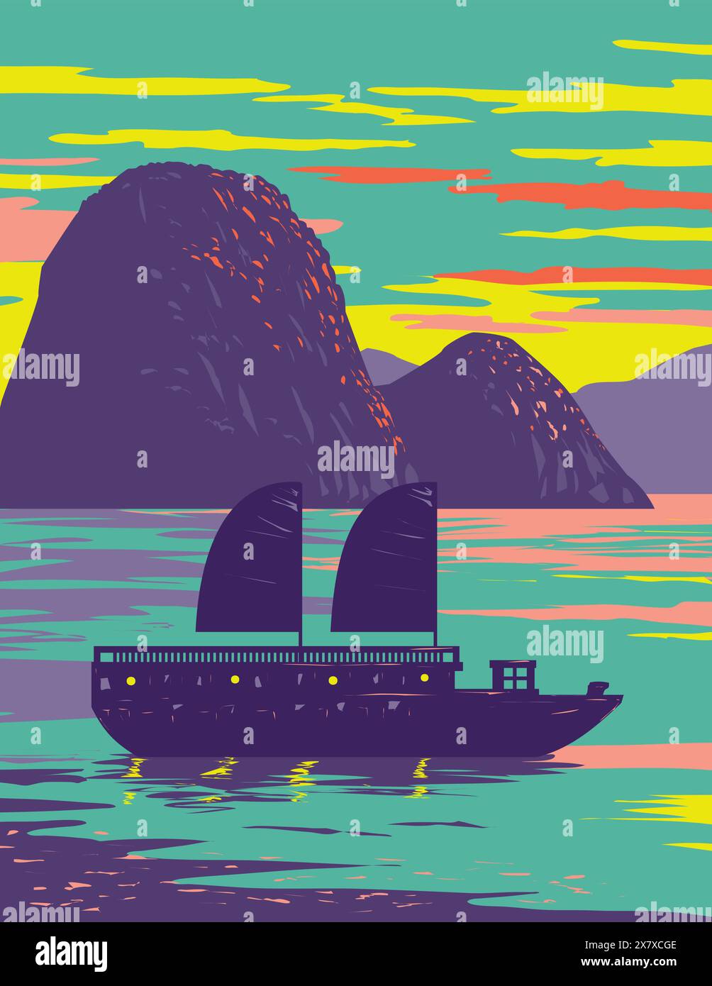 Ship in bay coast Stock Vector Images - Alamy