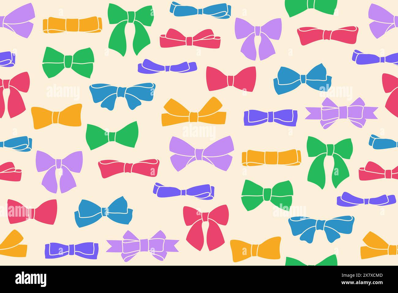 Ribbon bows colorful seamless pattern. Trendy elegant simple endless ...