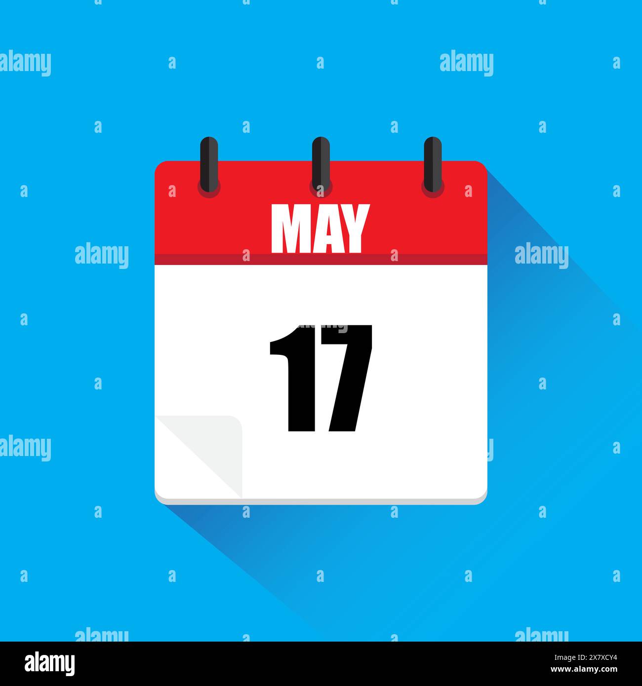 Calendar icon. Red and white. May 17. Vector illustration Stock Vector ...