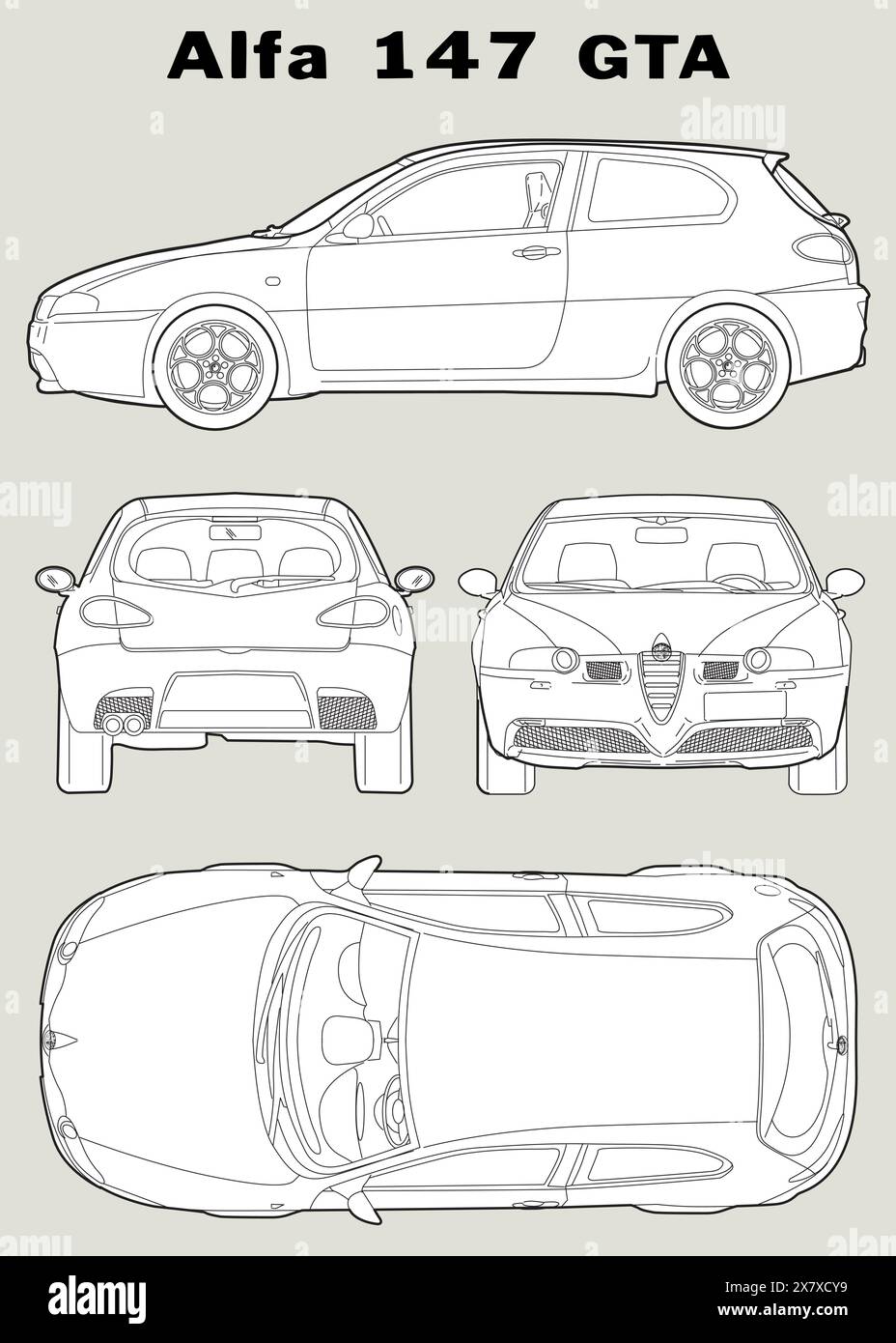 Alfa Romeo 147 GTA car blueprint Stock Vector Image & Art - Alamy