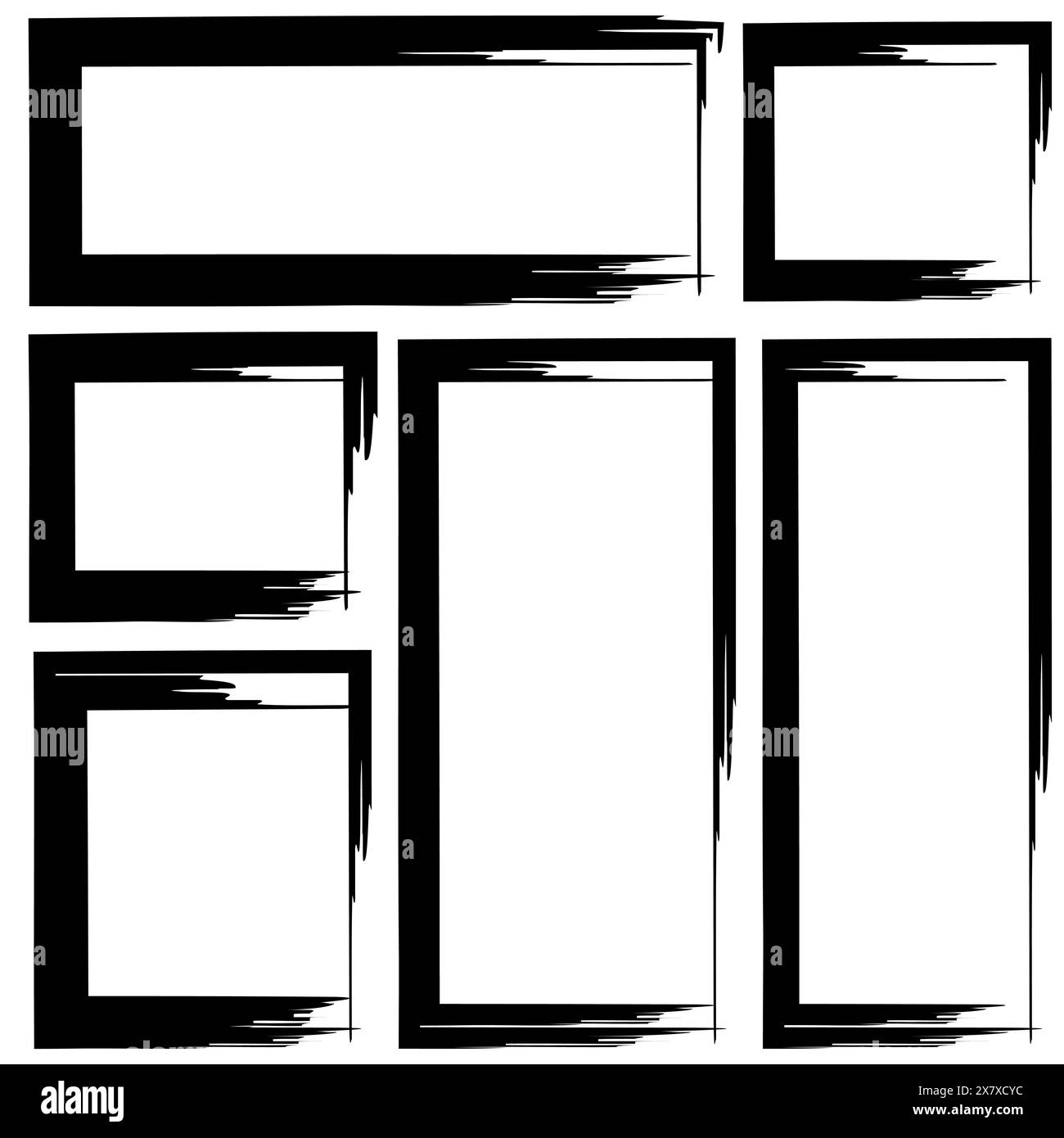 Grunge frames icon. Black brushstroke edges. Abstract borders. Vector ...