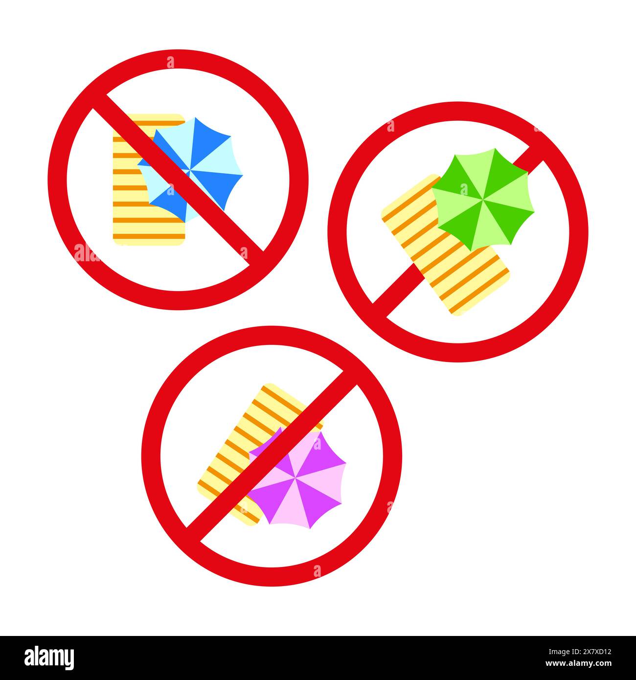 No beach umbrellas allowed sign. Prohibited items vector illustration ...