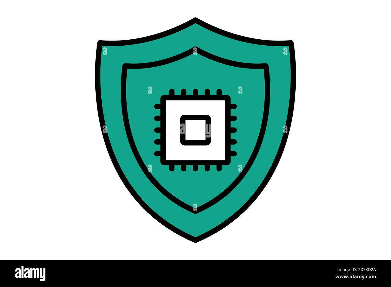 computer security icon. cpu with shield. icon related to information ...