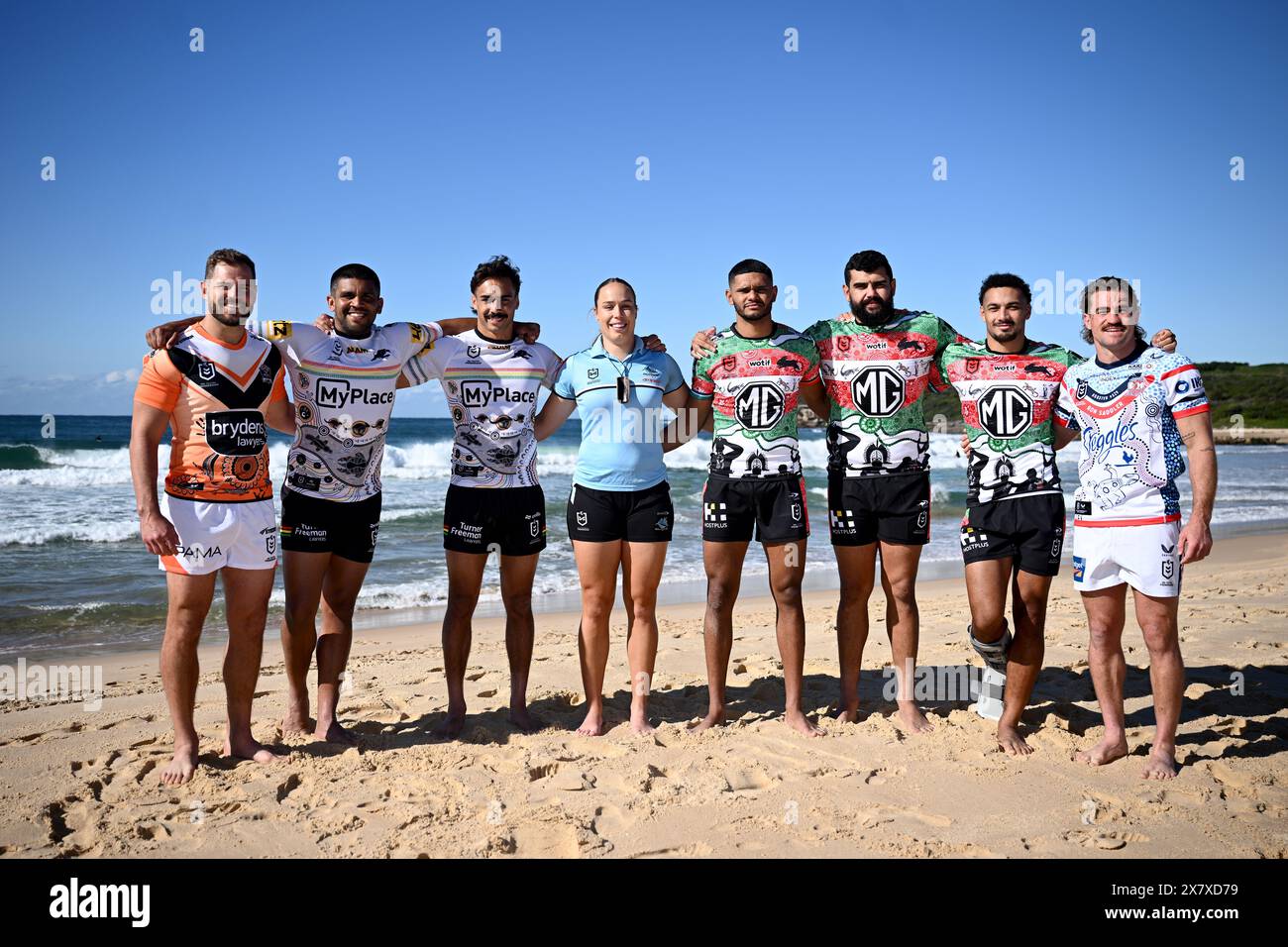 (L-R) Aiden Sezer of the Wests Tigers, Tyrone Peachey and Daine Laurie ...