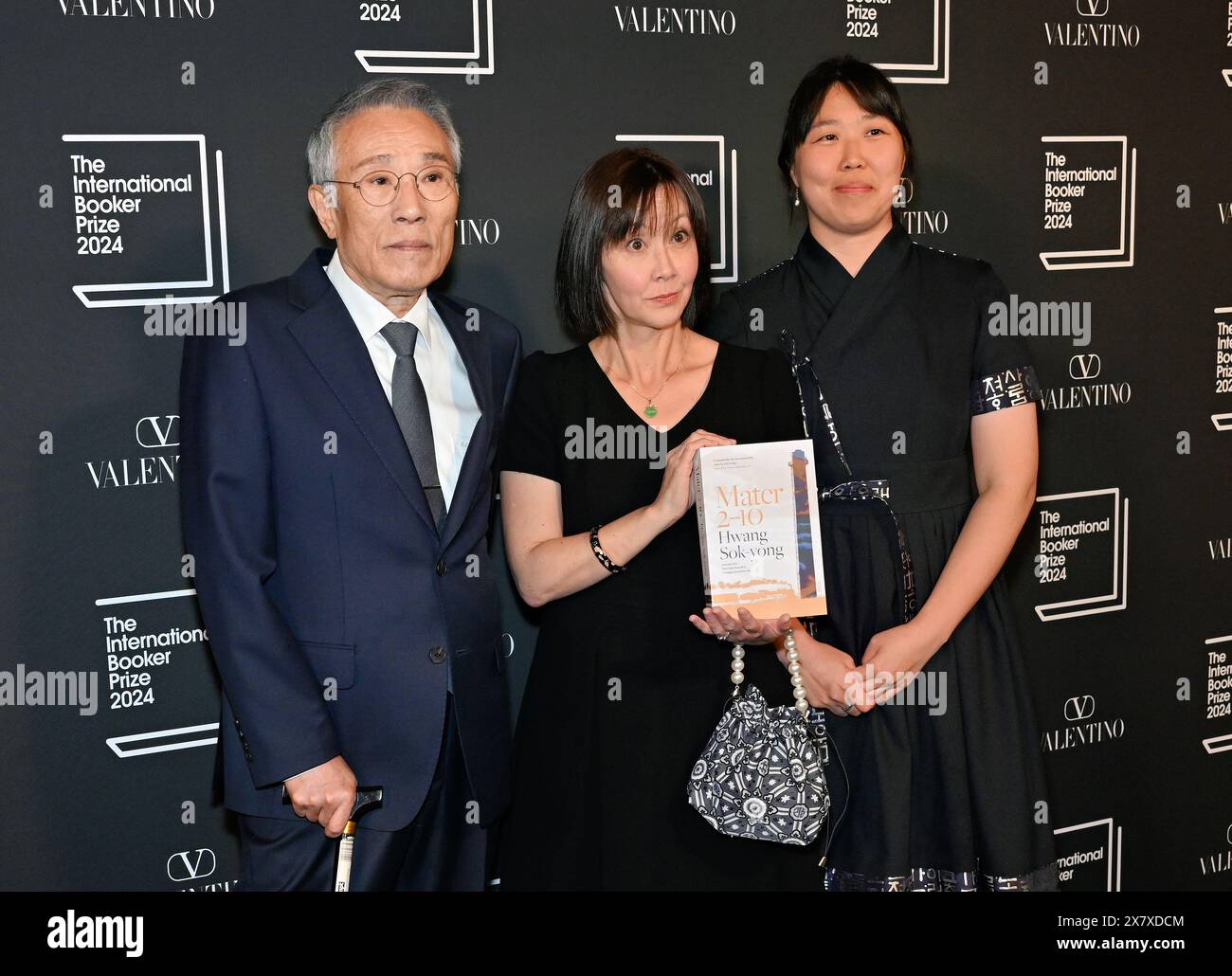 LONDON, ENGLAND - MAY 21 2024: Author Hwang Sok-yong, Translator Sora Kim-Russell and Translator ...