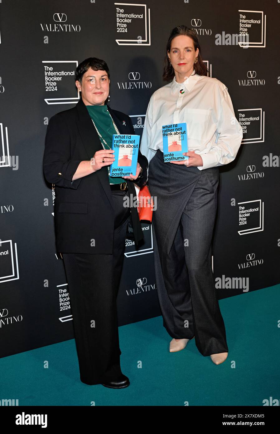 LONDON, ENGLAND - MAY 21 2024: Author Jente Posthuma and Translator ...
